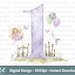 Fairy 1st Birthday Clipart Magical Purple Number One Watercolor Clipart ...