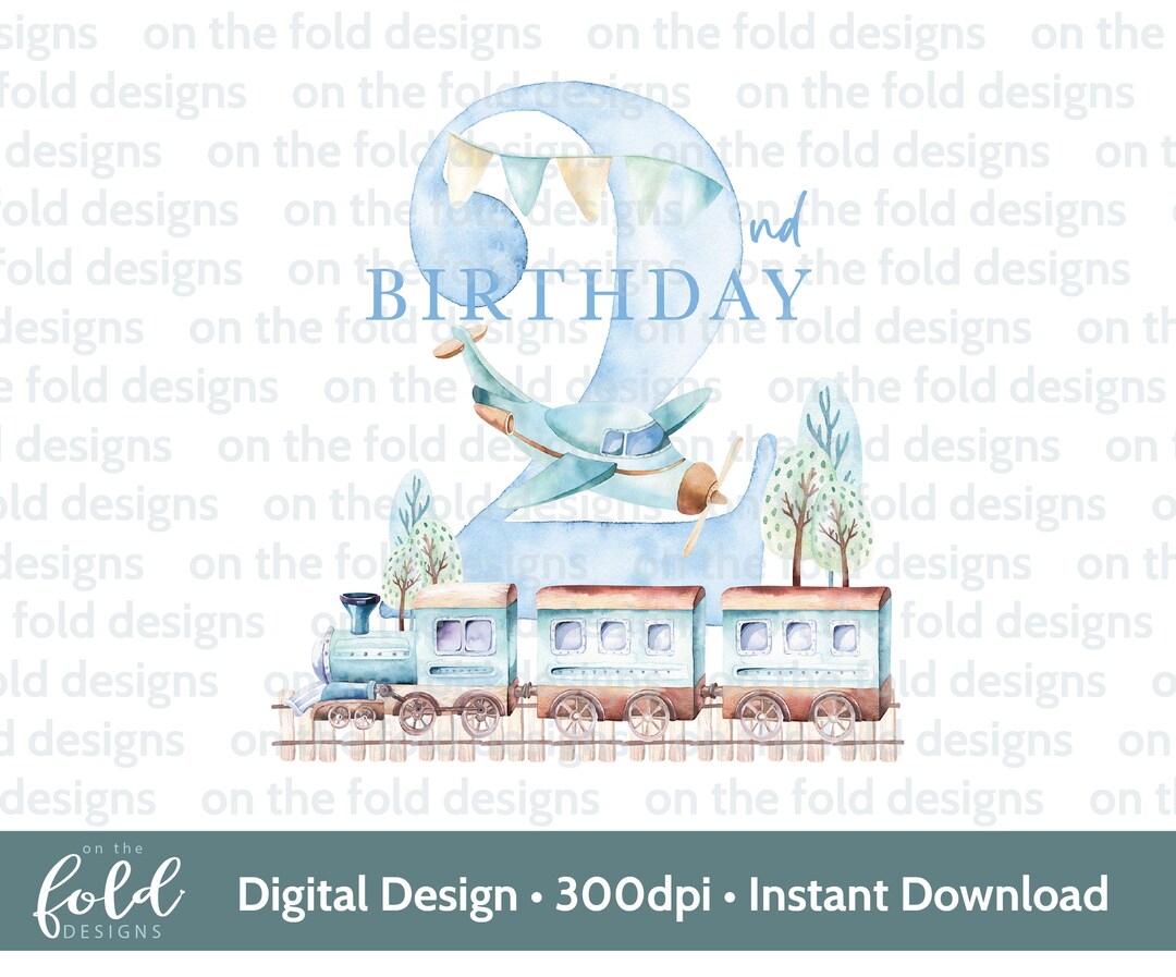 Train, Plane, Number 2, Boy 2nd Birthday, Clipart, Sublimation, PNG ...