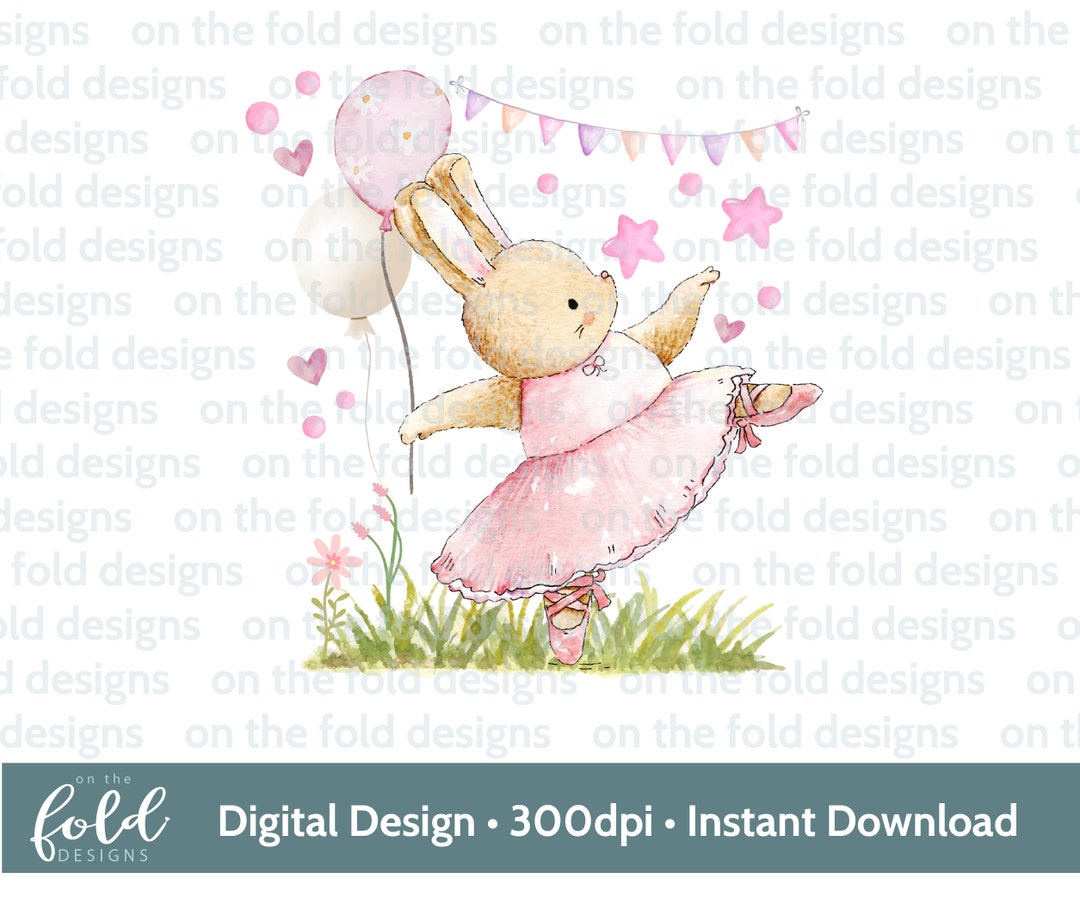 Ballerina, Ballet Bunny, Pink Dancer, Sublimation Design, PNG, Digital ...