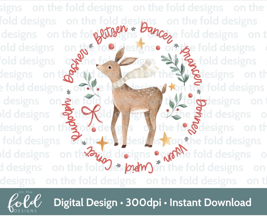 Reindeer Christmas Clipart PNG Instant Digital Download Sublimation ...