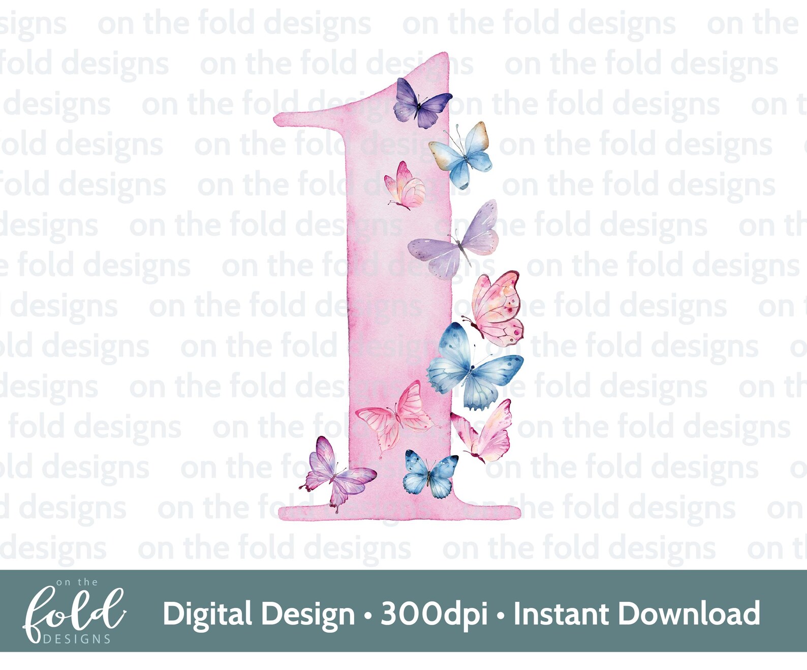 1st Birthday Butterfly Clipart Number One Image Png Instant Download ...