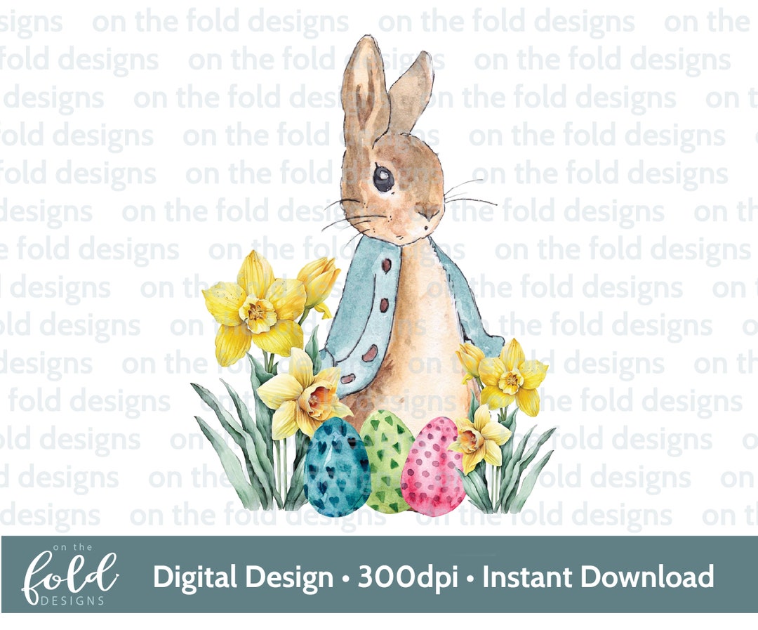 Peter Rabbit Easter Watercolour PNG, Daffodils, Easter Eggs, Digital ...