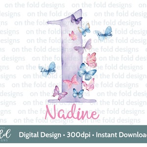 Butterfly Clipart 1st Birthday Number One Image PNG Instant Download ...