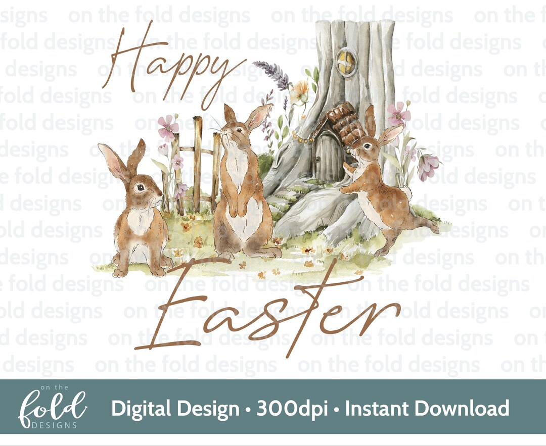 Easter Bunnies Clipart Playful Bunny Watercolour PNG Instant Digital ...