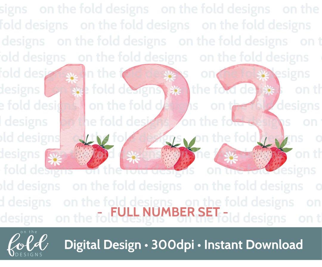 Strawberry Birthday Clipart PNG Berry Cute 1-0 Full Number Set Image ...