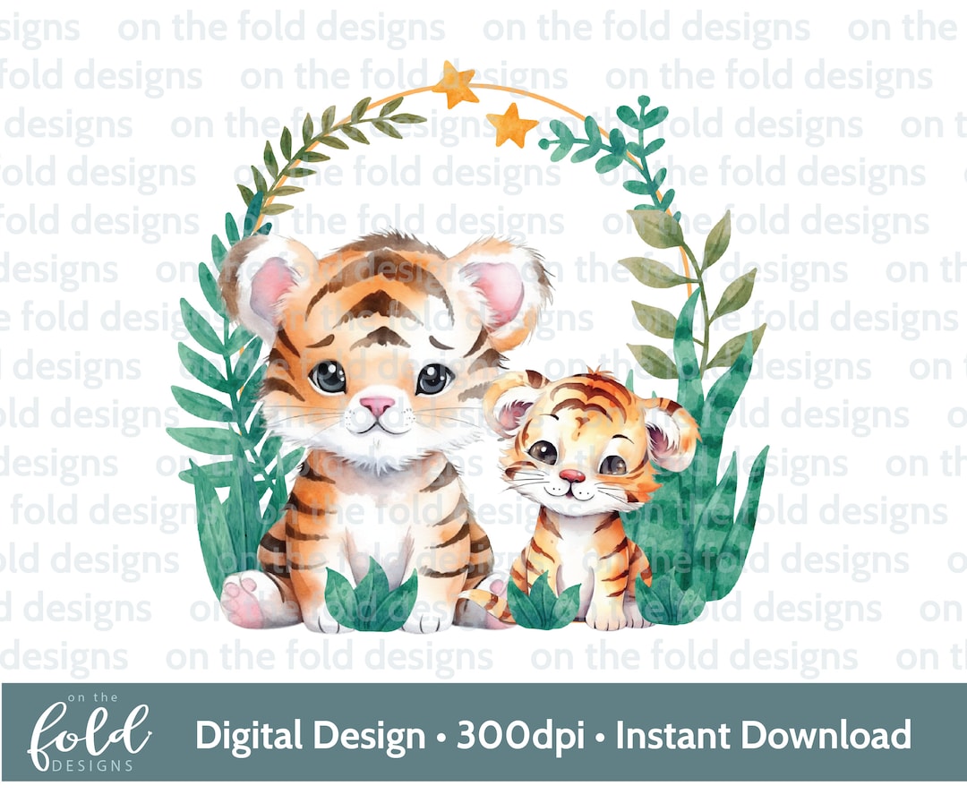 Tiger Cub Clipart, Safari Animal, Jungle Design (PNG Digital Download ...