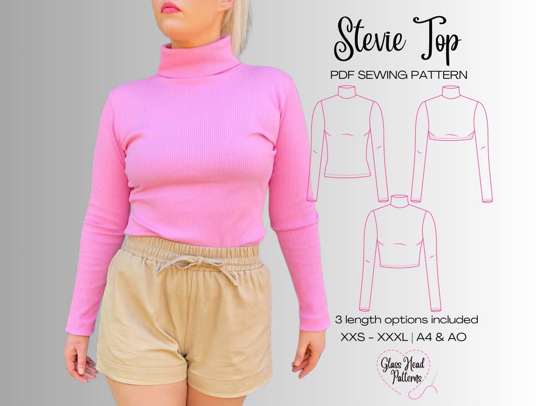 Women's Turtleneck Top Sewing Pattern - Winter Long Sleeved Top, Fold ...