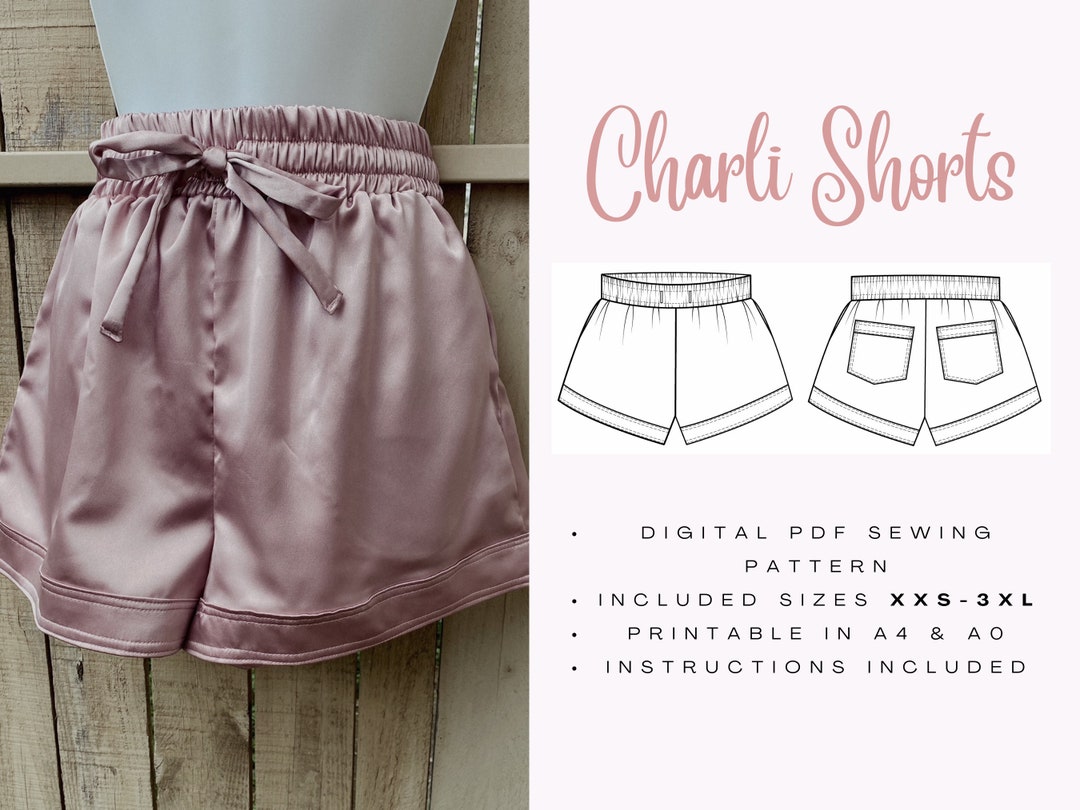 Women's Cuffed Mini Shorts Digital Sewing Pattern // Printable A4 & A0 ...