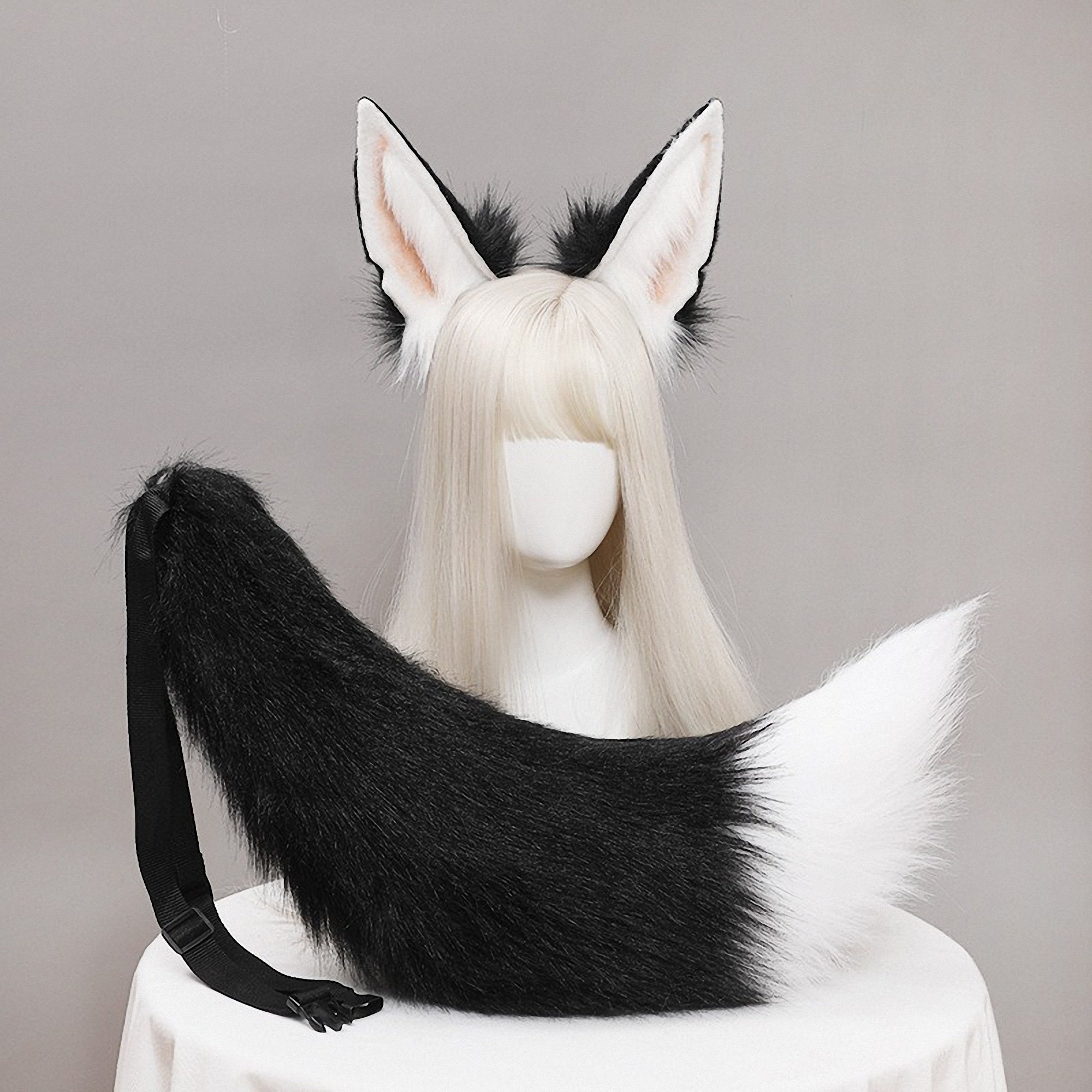 Custom Anubis Animal Ears & Tail Setgray Black Ears Beast - Etsy