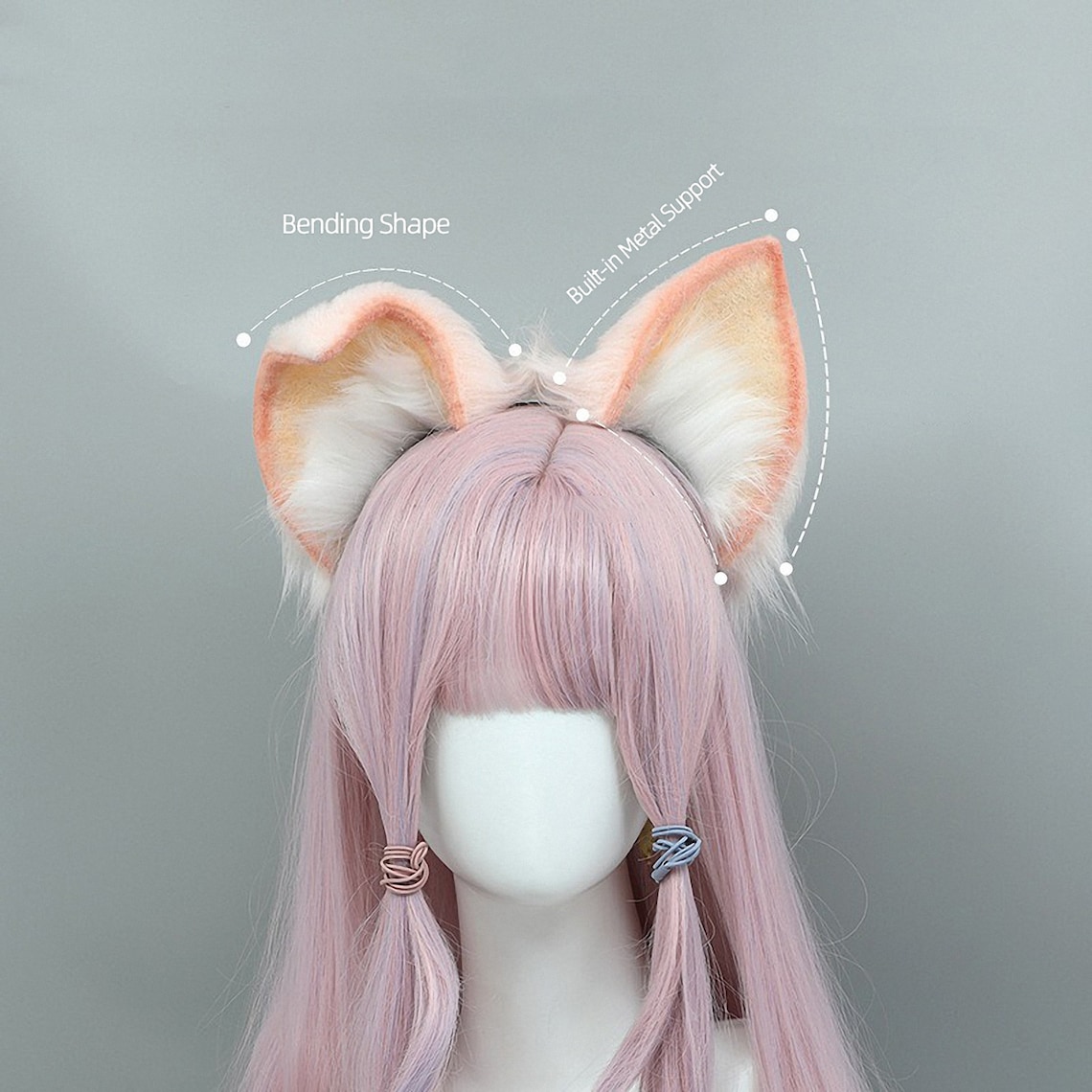 Custom Pink Fox Ears & Tail Setcute Pink Ears Beast Tailfox - Etsy