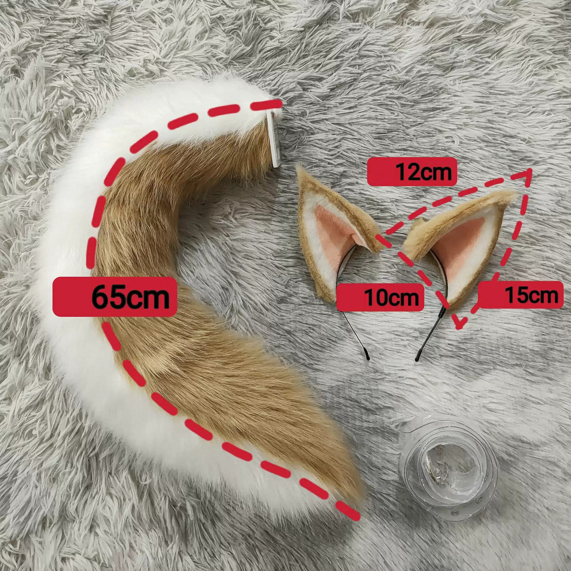 Custom Beige Animal Ears & Tail Set,fluffy Fox Ears Ears Beast Tail,fox ...