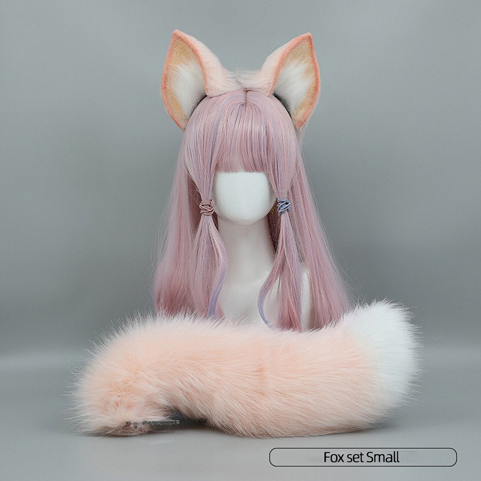 Custom Pink Fox Ears & Tail Set,cute Pink Ears Beast Tail,fox Ears and ...