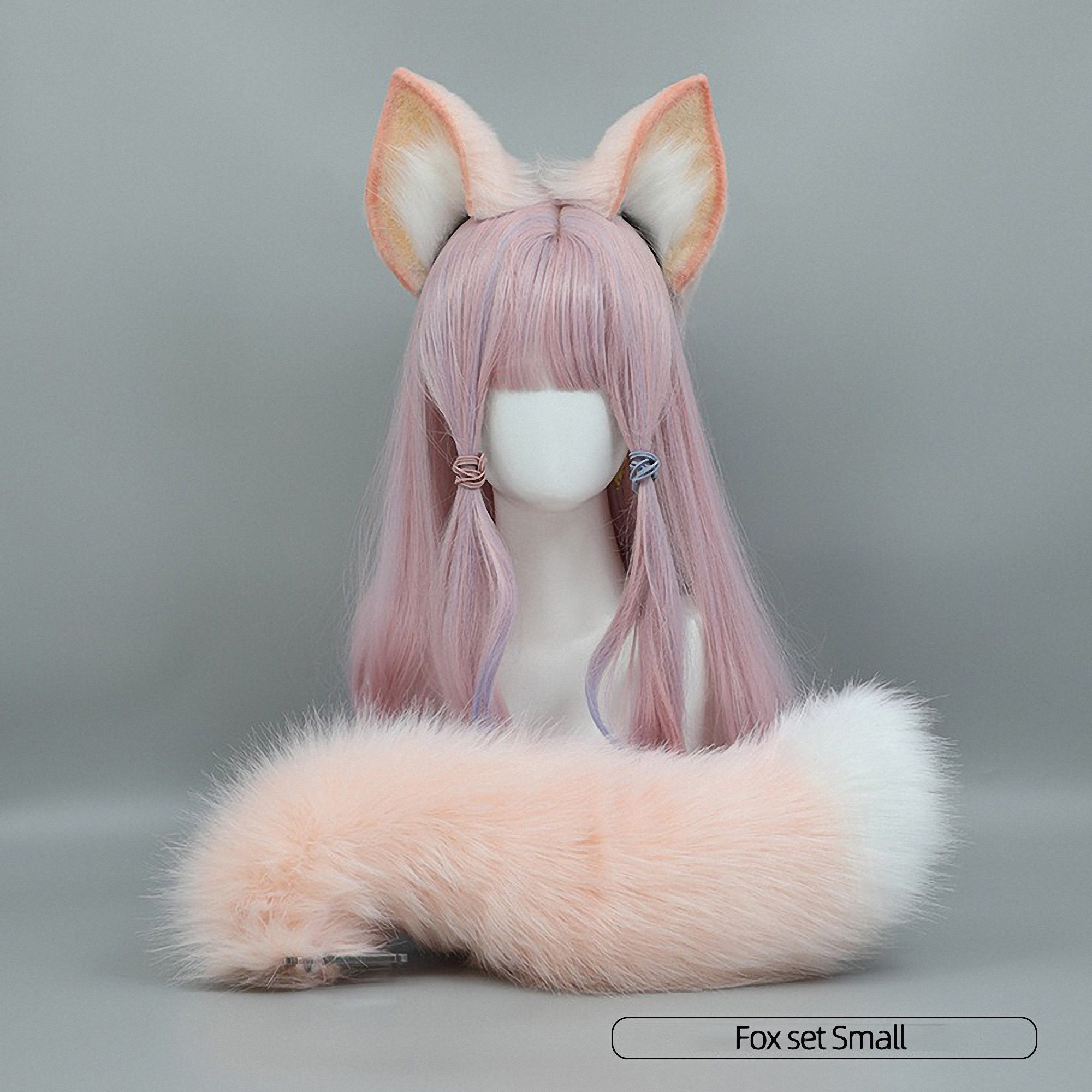 Custom Pink Fox Ears & Tail Setcute Pink Ears Beast Tailfox - Etsy