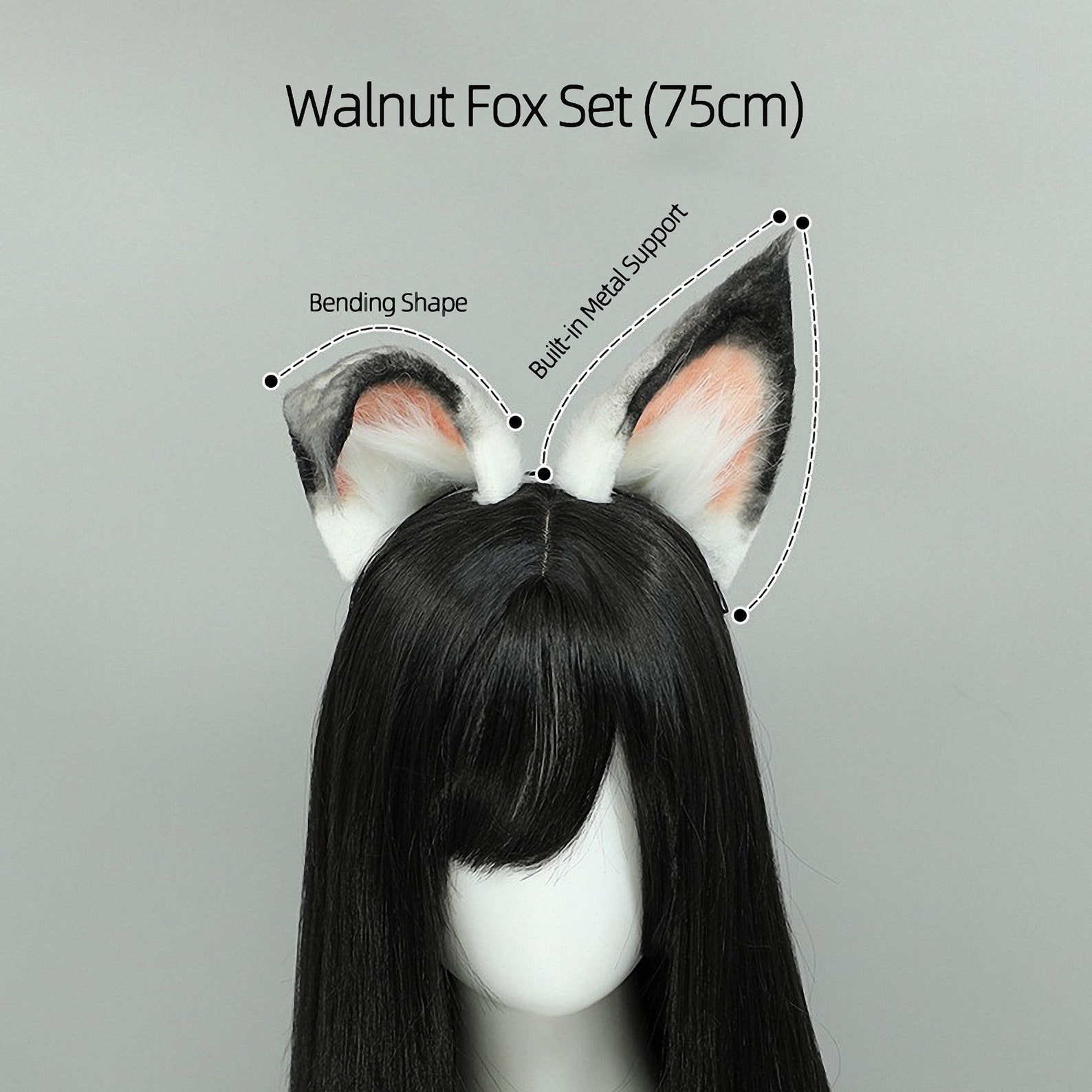 Walnut Fox Set,custom Animal Ears & Tail Set,gray Black Ears Beast Tail ...