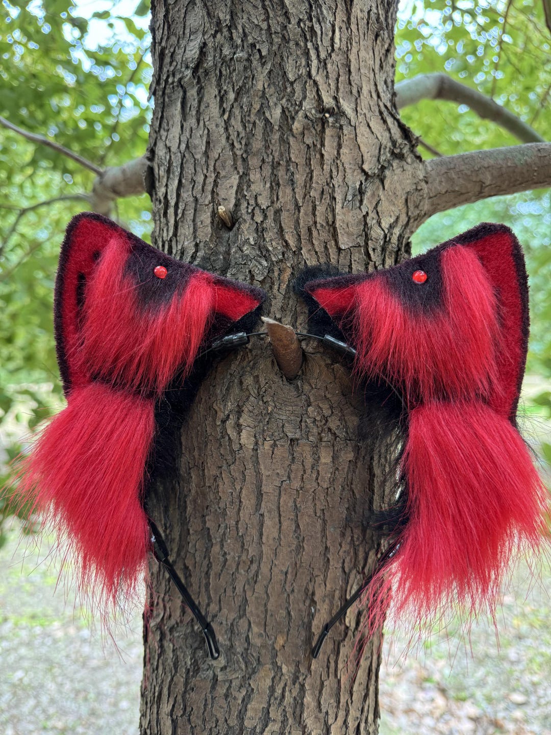 Hand-made Cospaly Simulation Beast Ears,red and Black Kitten Ears ...