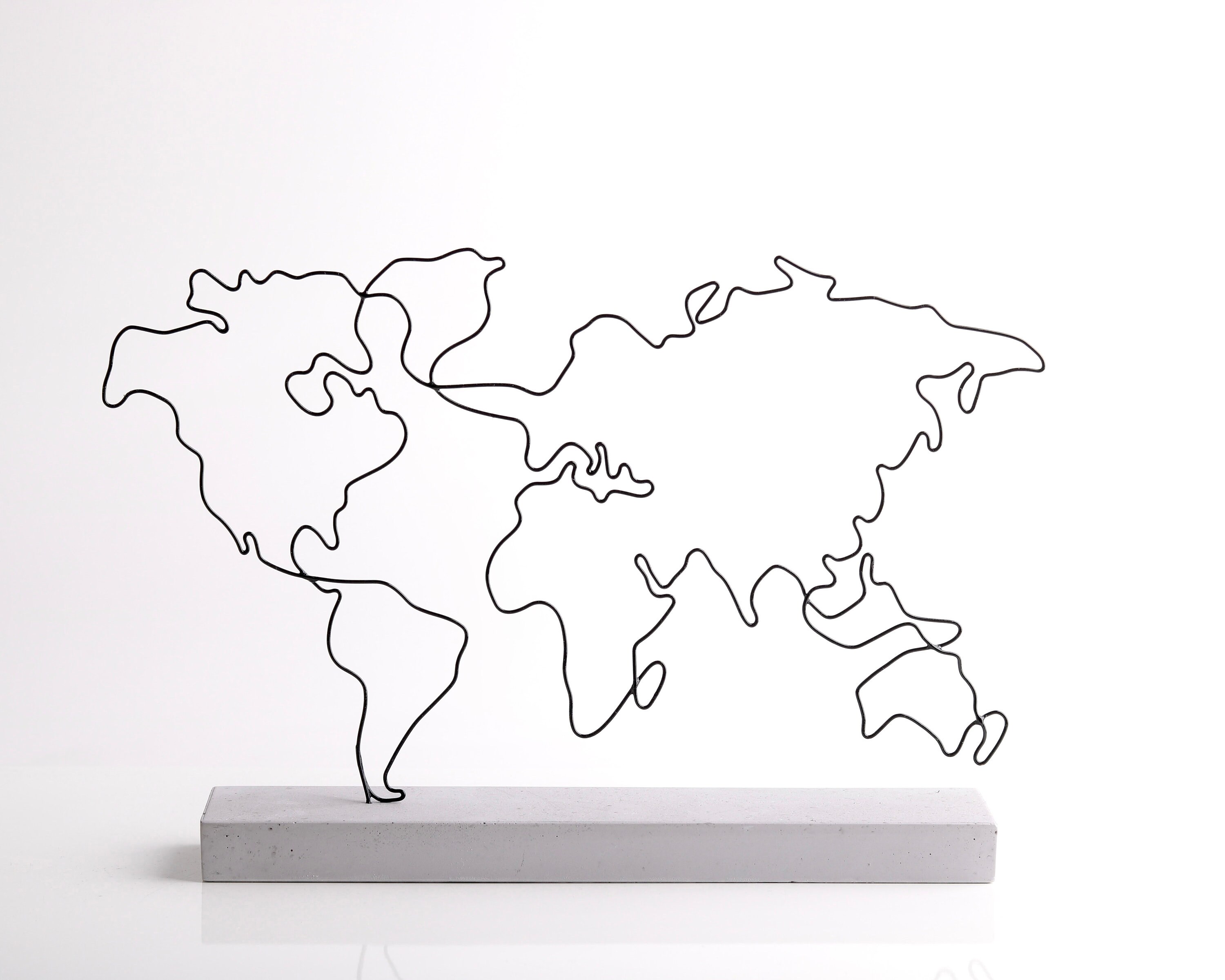 World Map Wire Sculpture, Shelf Decor, Wire Art, Metal Sculpture ...