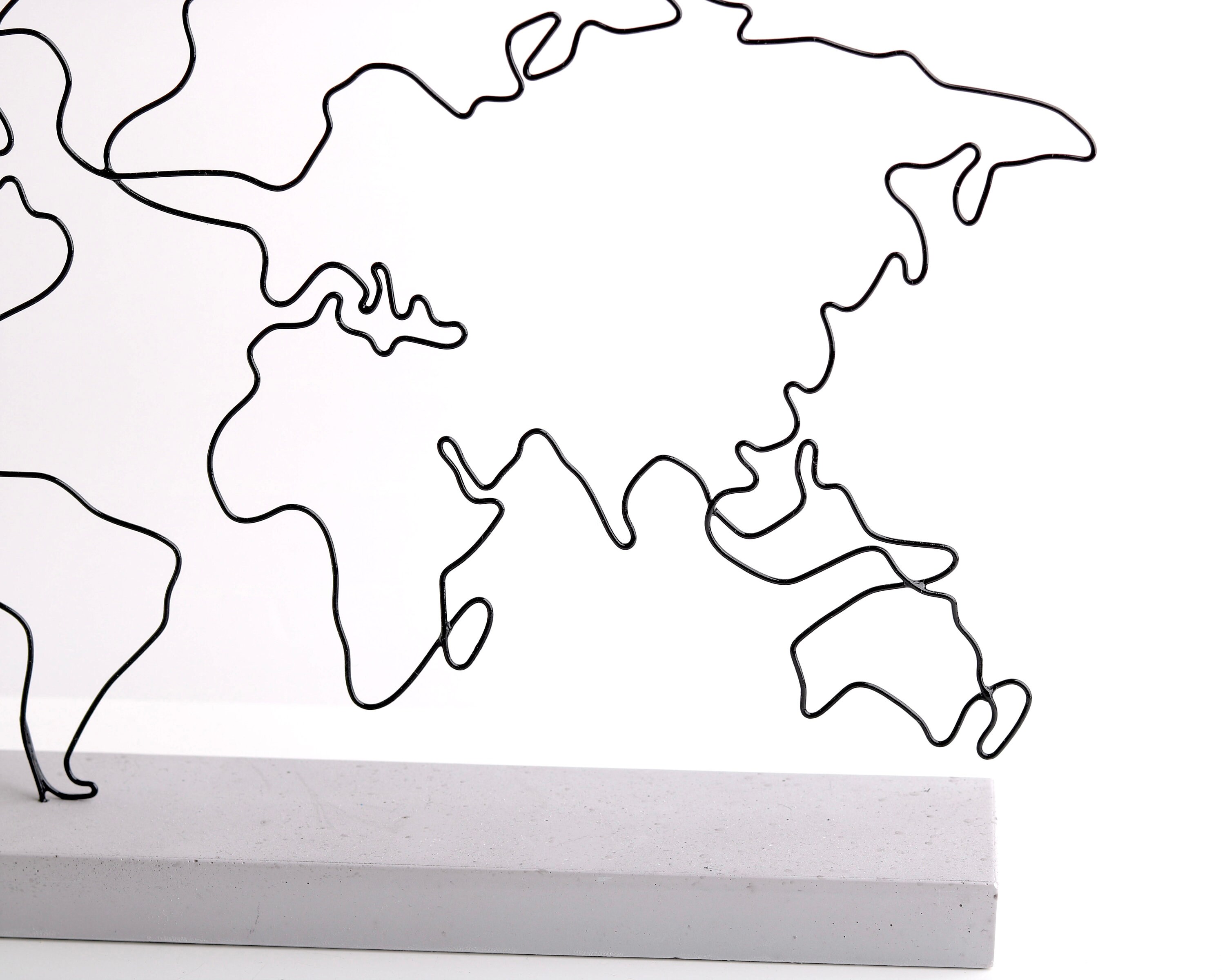 World Map Wire Sculpture, Shelf Decor, Wire Art, Metal Sculpture ...
