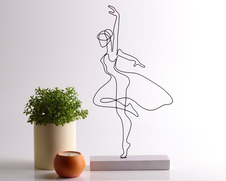 Wire Art Ballerina Wire Sculpture Figure Art Decor Handmade Minimalist ...