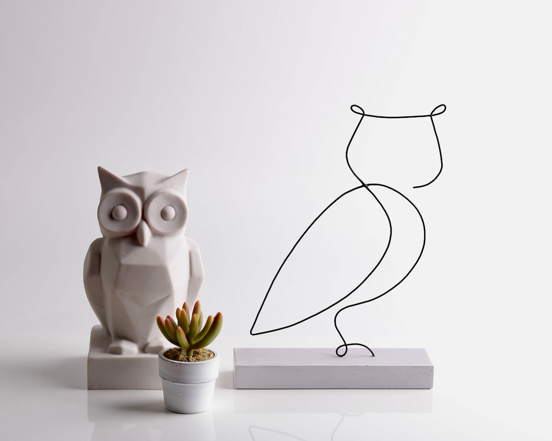 Owl Wire Sculpture / Shelf Decor / Owl /wire Art / Minimalist Metal ...