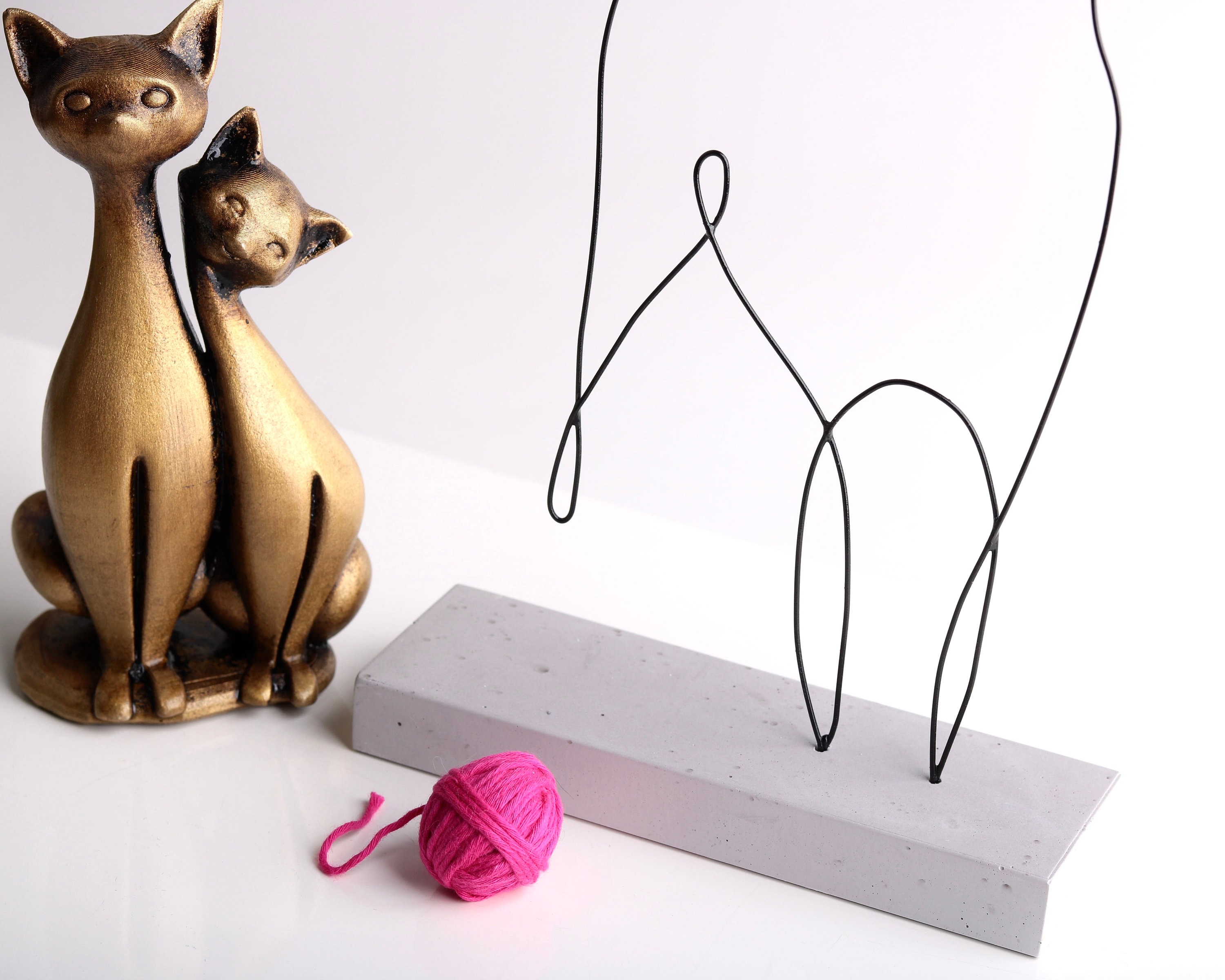 Cat Wire Sculpture, Shelf Decor, Wire Art, Metal Sculpture, Tabletop ...