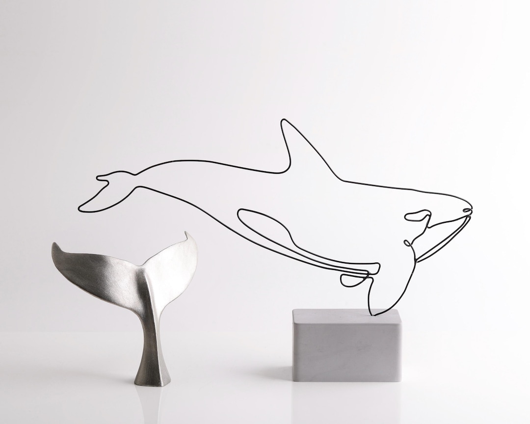 Minimalist Wire Orca Sculpture: Handmade Ocean Decor - Etsy