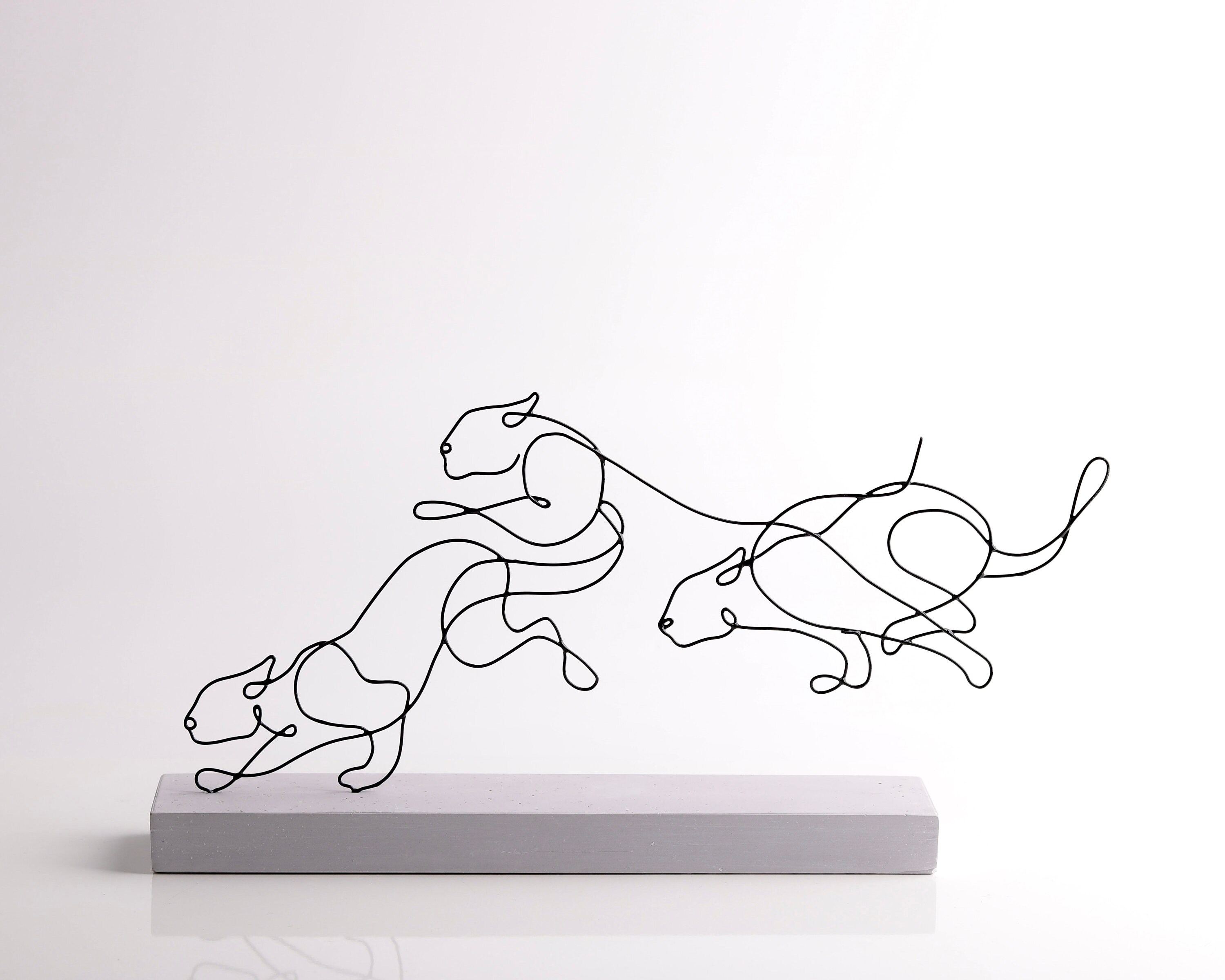 Wire Art Panther / Wire Sculpture / Art Decor / Handmade Minimalist ...
