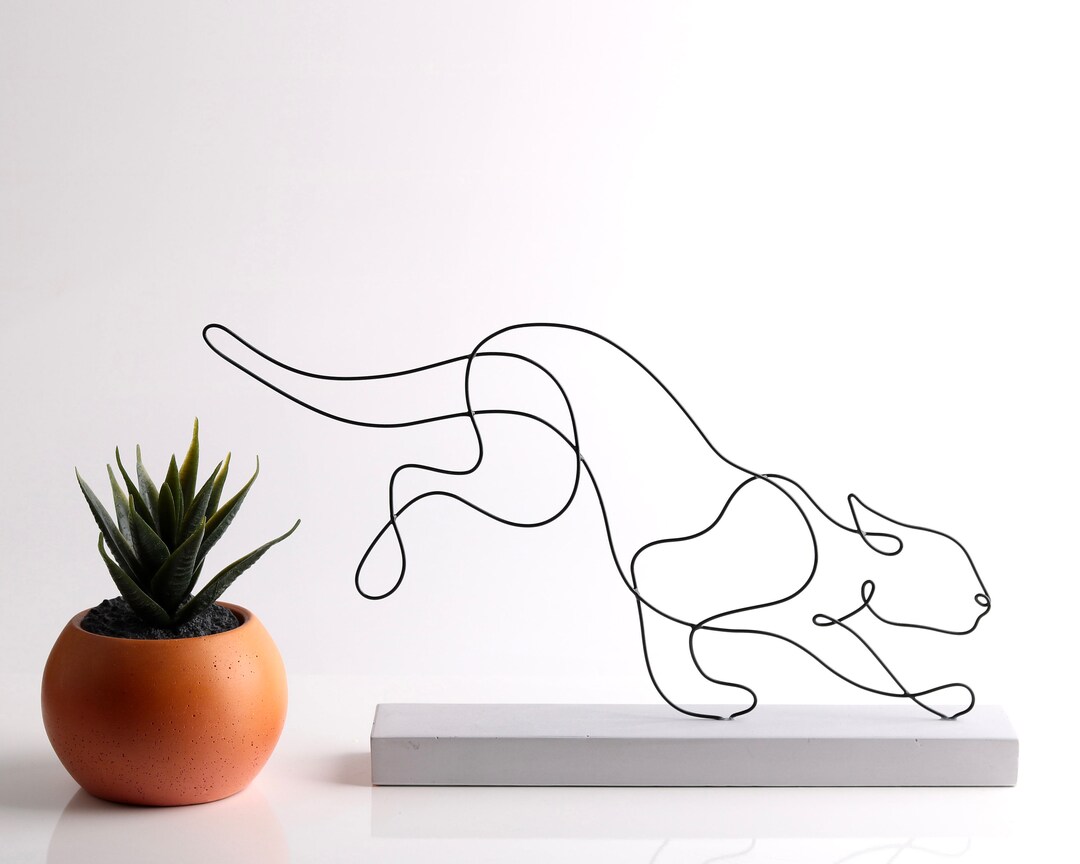 Panther / Shelf Decor / Wire Art / Metal Sculpture / Black Panther ...