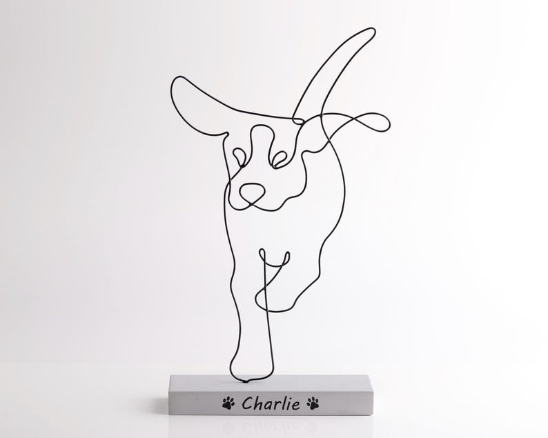 Custom Wire Dog Sculpture: Personalized Metal Line Art Decor - Etsy
