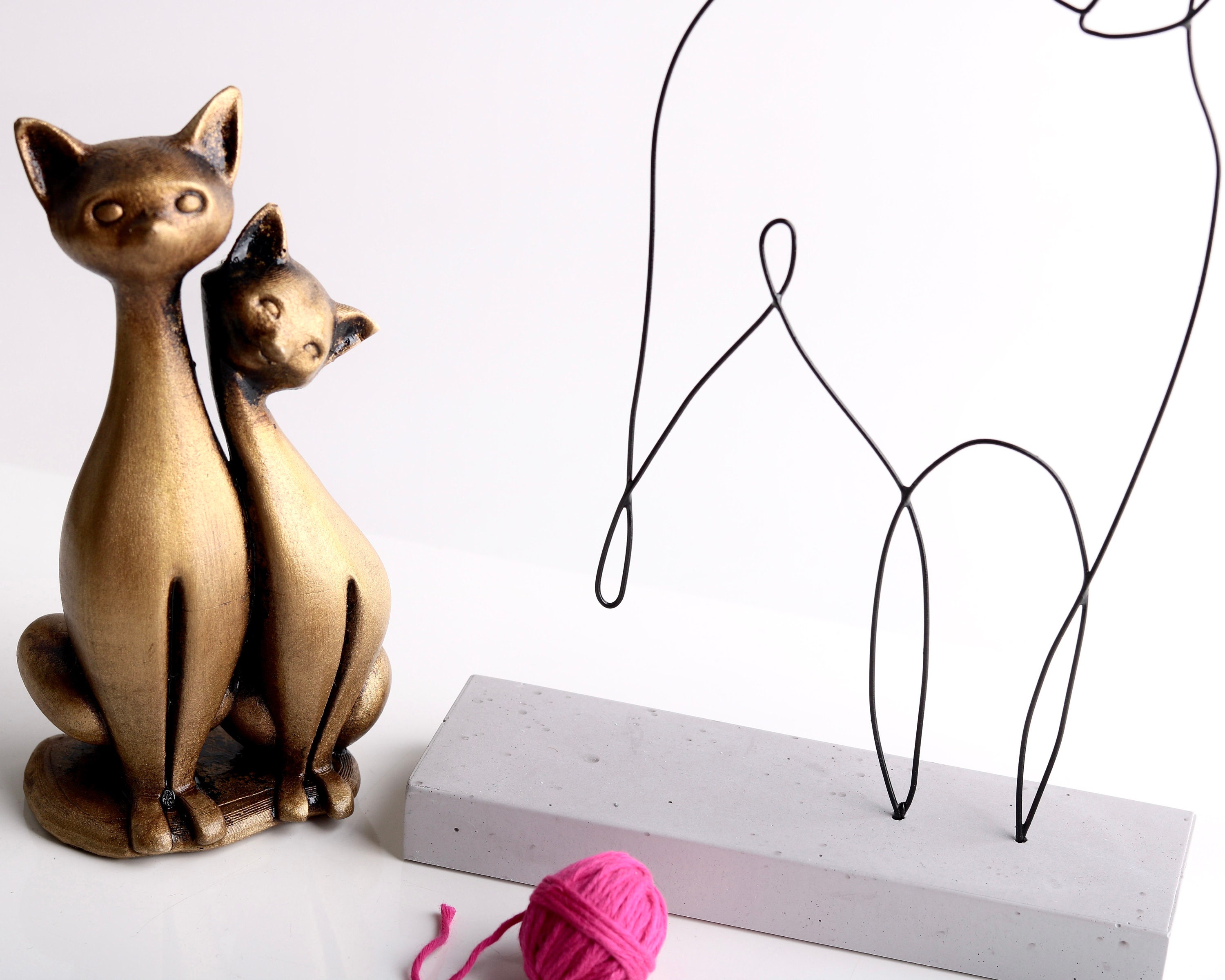 Cat Wire Sculpture, Shelf Decor, Wire Art, Metal Sculpture, Tabletop ...