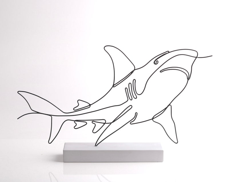 Handmade Wire Shark Sculpture: Minimalist Metal Art Decor - Etsy