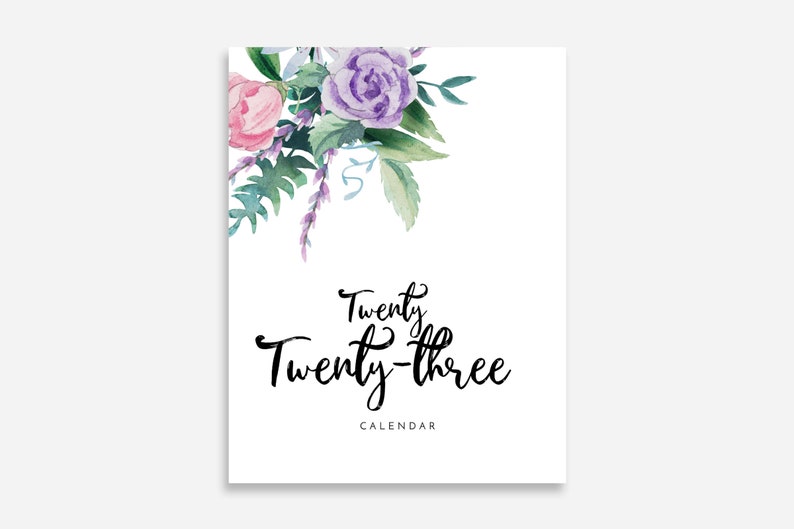 2023 Watercolor Floral Calendar Printable Landscape Pages - Etsy
