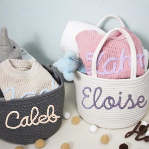 Personalized Cotton Rope Handmade Basket, Customized Baby Name Gift ...