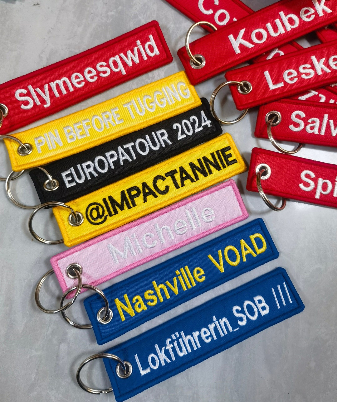 Custom Name/logo Embroidery Key Tag Free Shipping |custom Keychain ...