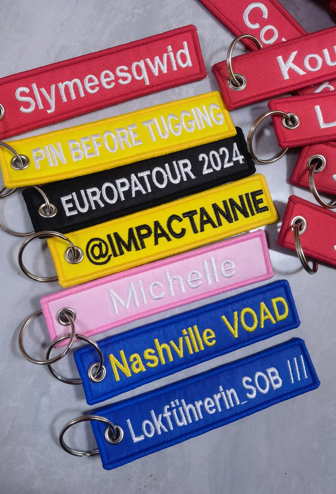 Custom Name/logo Embroidery Key Tag Free Shipping custom Keychain ...