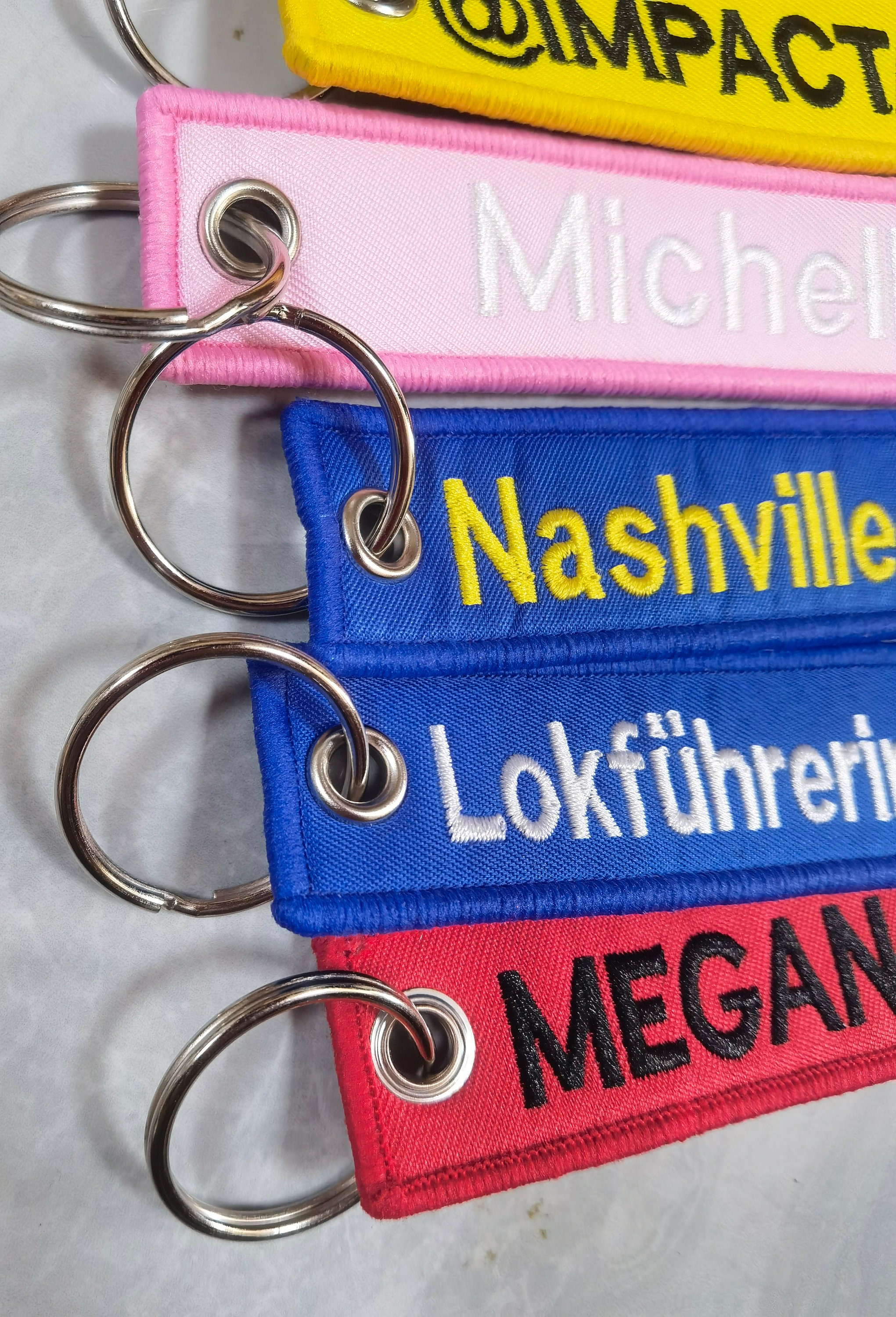 Custom Name/logo Embroidery Key Tag Free Shipping custom Keychain ...