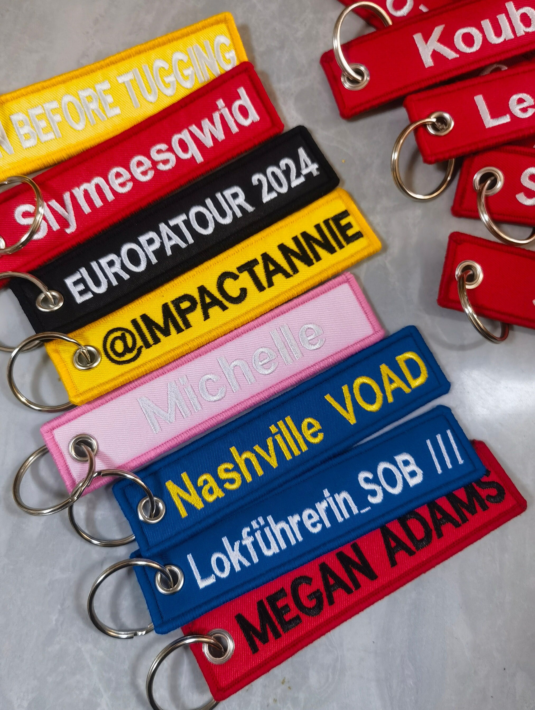 Custom Name/logo Embroidery Key Tag Free Shipping custom Keychain ...