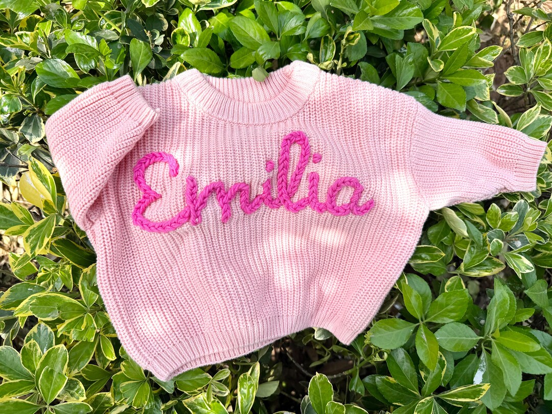 Custom Hand Embroidered Name Sweater Baby , Custom Multi Color Baby ...