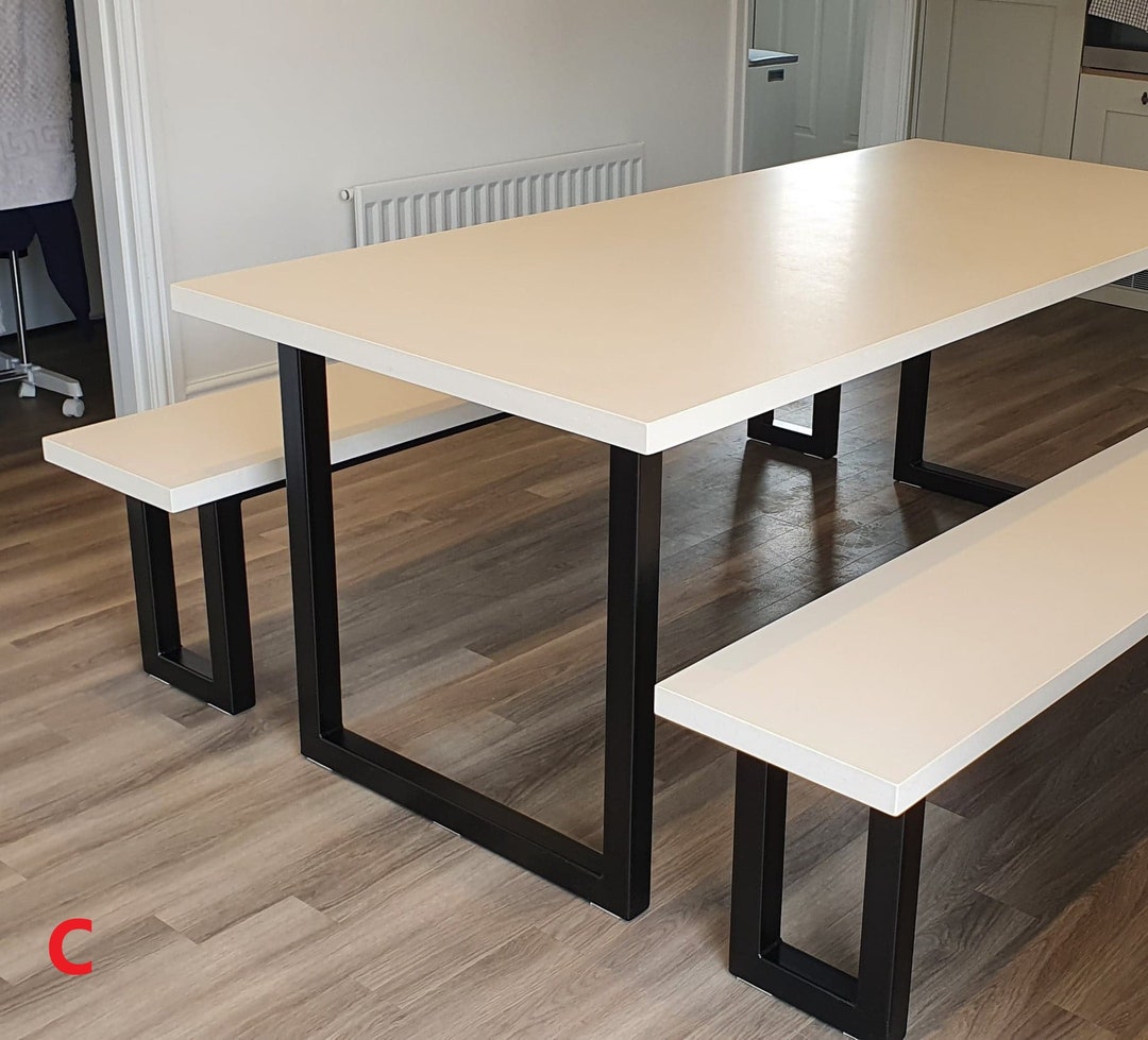 Polished Concrete Dining Table With Bench/heavy Duty Steel - Etsy
