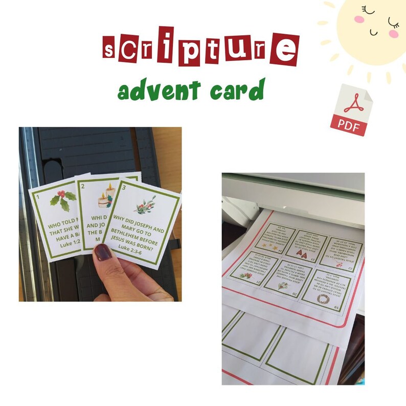 Scripture Advent Card, Printable Advent Card, 24 Scripture Advent ...