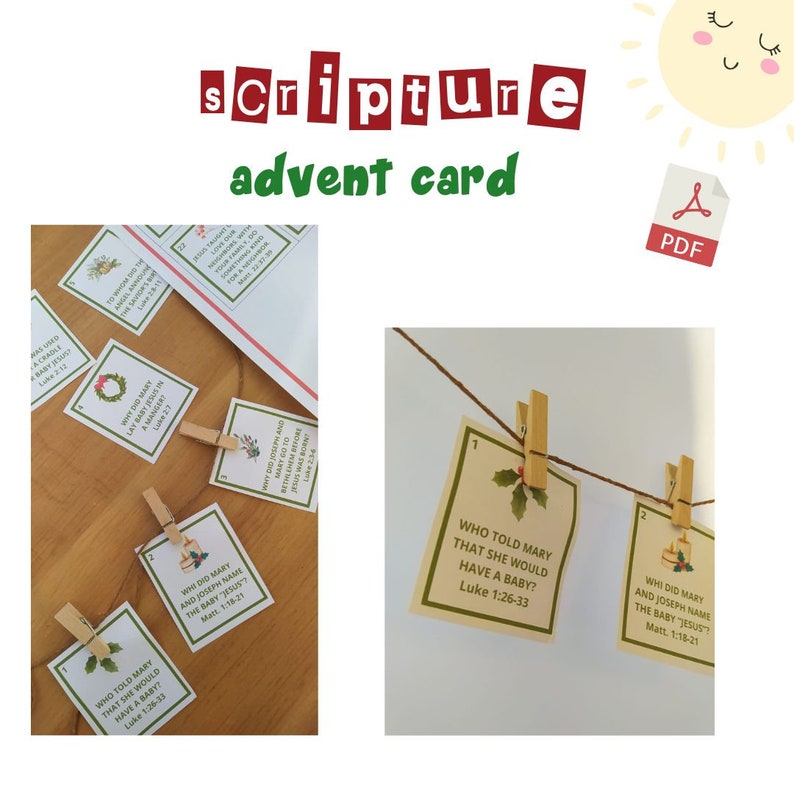Scripture Advent Card, Printable Advent Card, 24 Scripture Advent ...