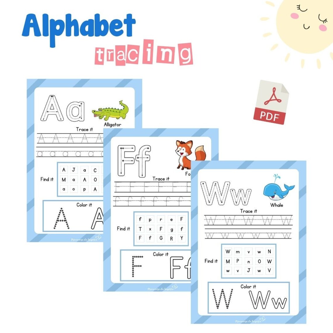 26 Alphabet Worksheets, Upper & Lowercase, Preschool, Kindergarten ...