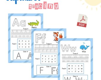 26 Alphabet Worksheets, Upper & Lowercase, Preschool, Kindergarten ...