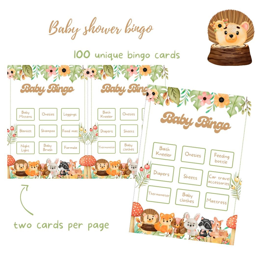 Baby Bingo Woodland Animals. Baby Shower Bingo. Baby Shower - Etsy