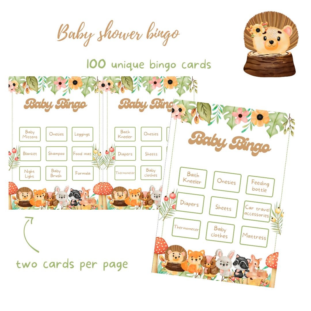 Baby Bingo Woodland Animals. Baby Shower Bingo. Baby Shower Games. Baby ...