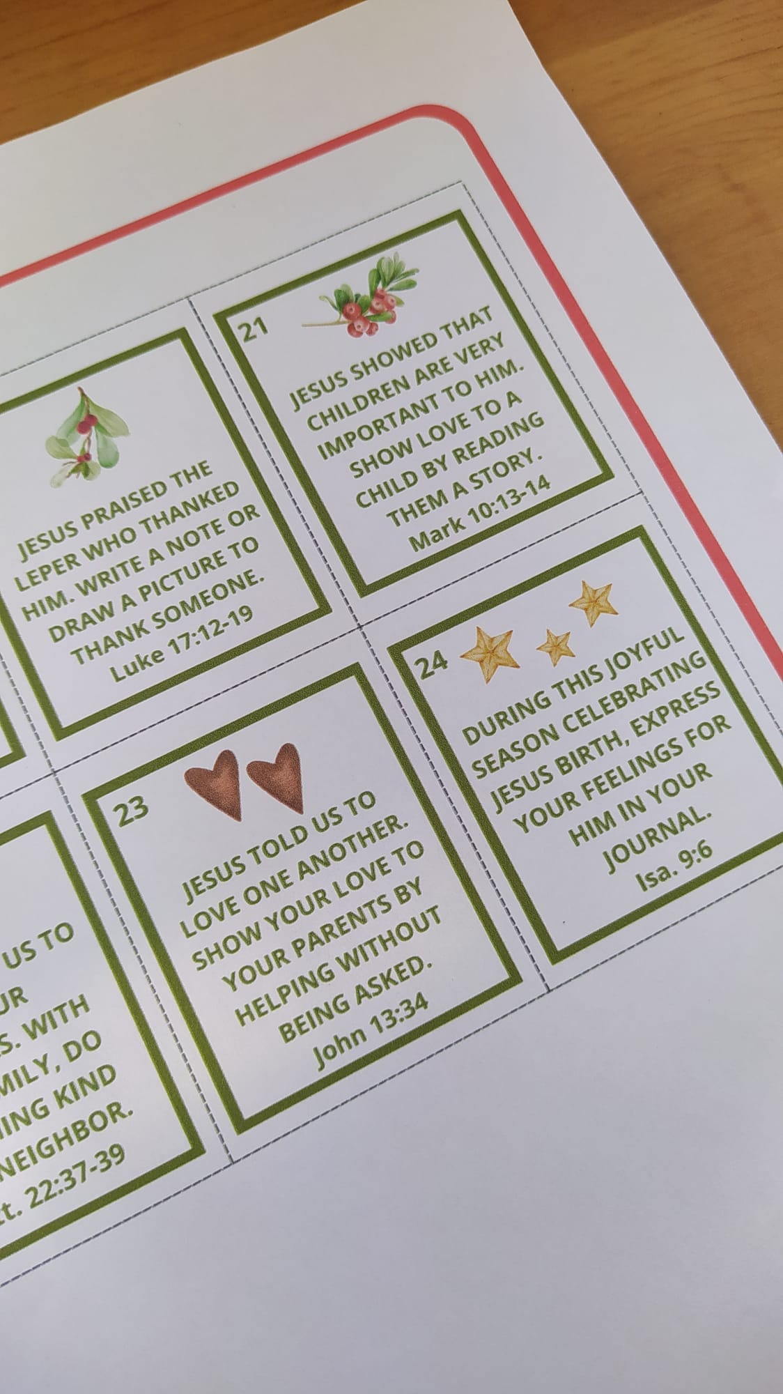 Scripture Advent Card, Printable Advent Card, 24 Scripture Advent ...