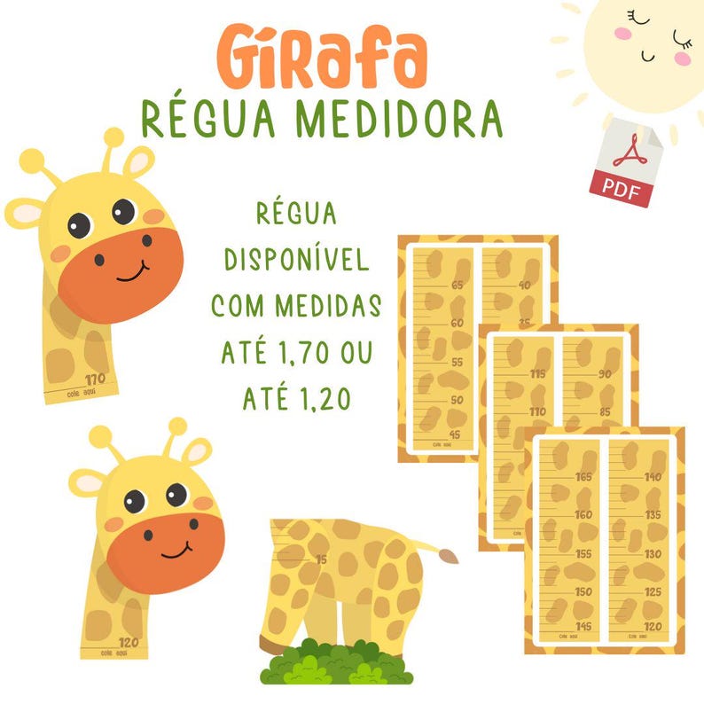 Giraffe Measuring Ruler for Kids, Decorative Ruler, Length Measurements ...