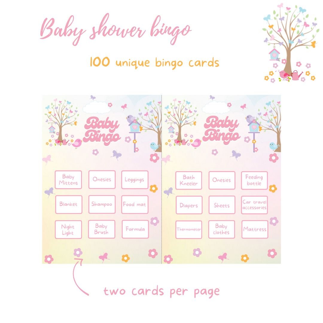 Baby Bingo Butterfly Garden. Baby Shower Bingo. Baby Shower Games. Baby ...