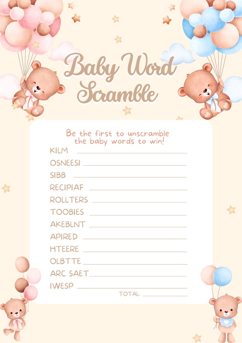 Baby Shower Reveal, Baby Shower Cute Bear, Baby Shower Games, 12 Baby ...