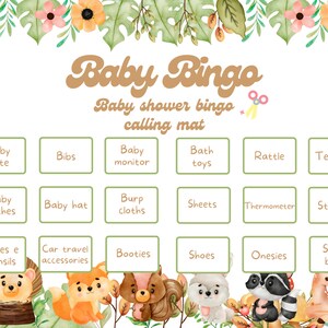 Baby Bingo Woodland Animals. Baby Shower Bingo. Baby Shower - Etsy