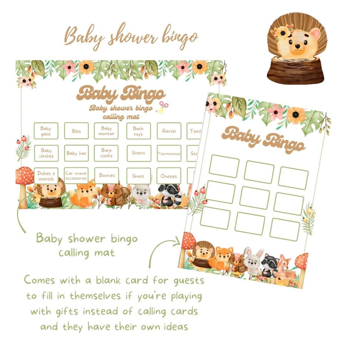 Baby Bingo Woodland Animals. Baby Shower Bingo. Baby Shower Games. Baby ...